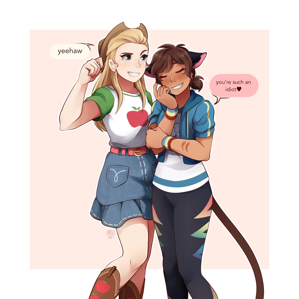 3057106 Safe Artistapplesartt Applejack Rainbow Dash Human G4 Adora Catra Clothes