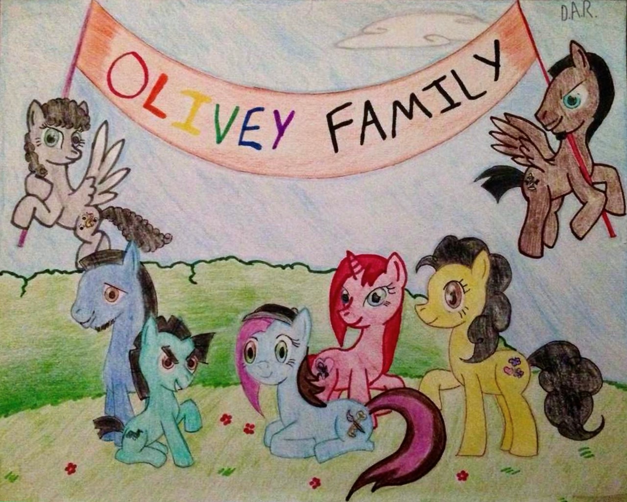 #3057478 - safe, artist:gracefulart693, oc, oc only, earth pony, pegasus, pony, unicorn, banner ...