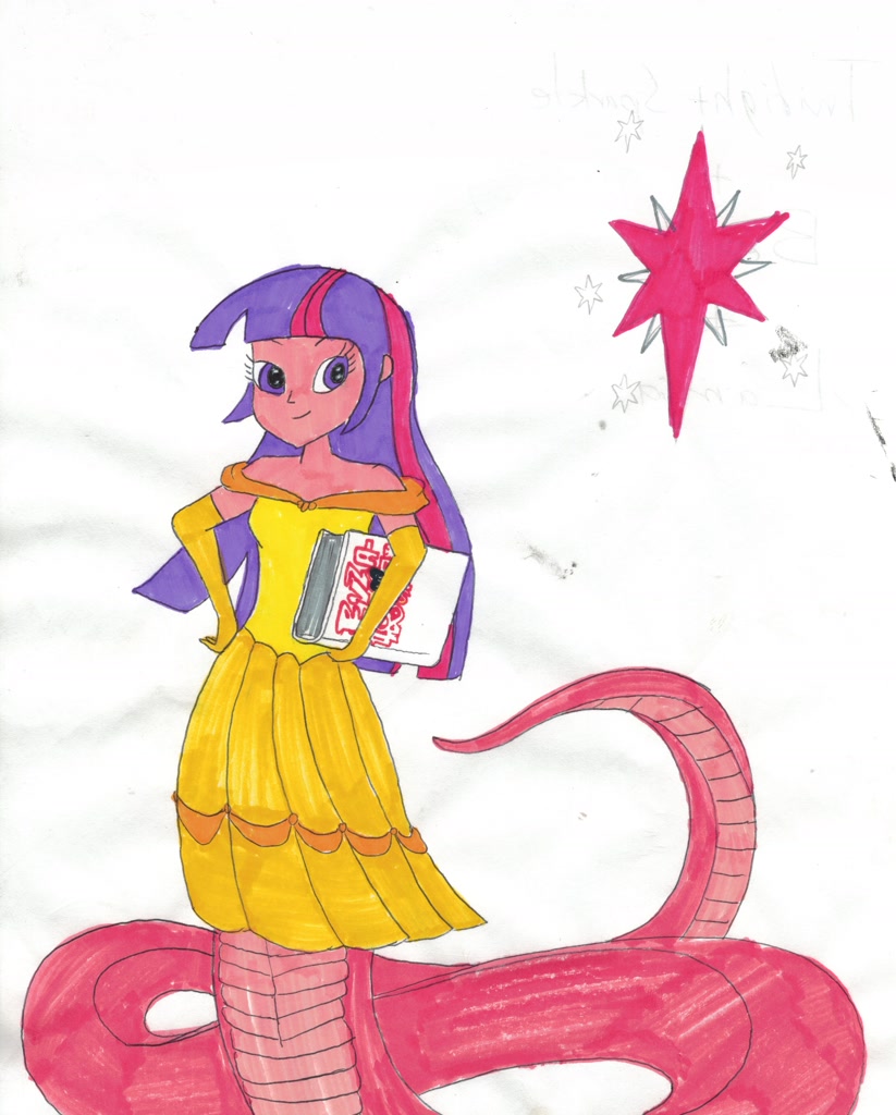 #3074250 - safe, artist:jelvyc77, twilight sparkle, human, lamia ...