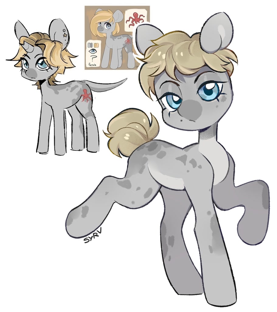 #3077405 - safe, artist:survya, oc, oc only, earth pony, pony, unicorn, broken horn, colored ...