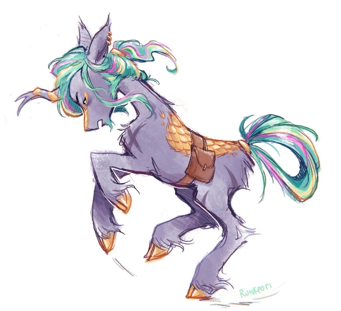 #3077594 - safe, artist:lutraviolet, oc, oc only, kirin, bag, cloven ...