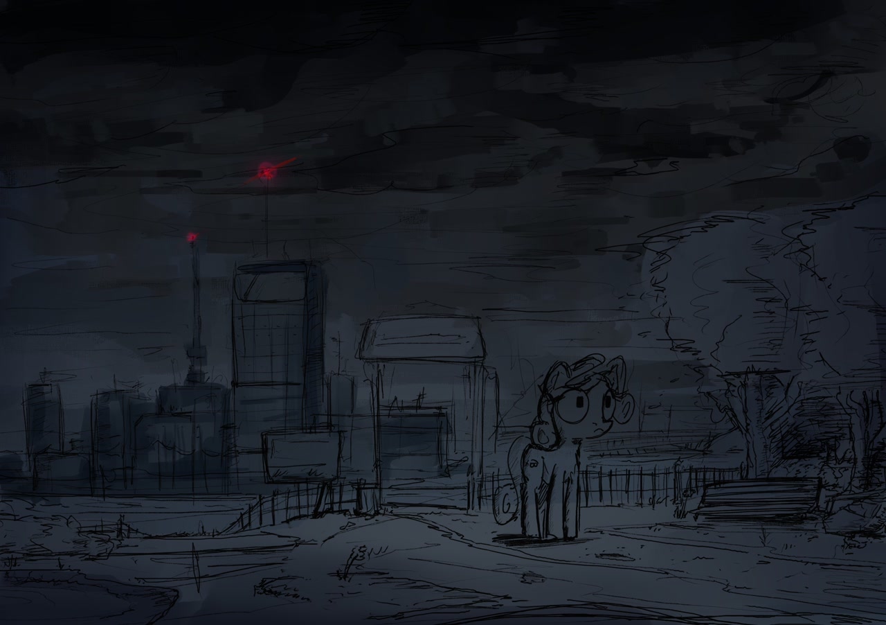 #3077766 - safe, artist:uteuk, shady, g1, city, cloud, cloudy ...