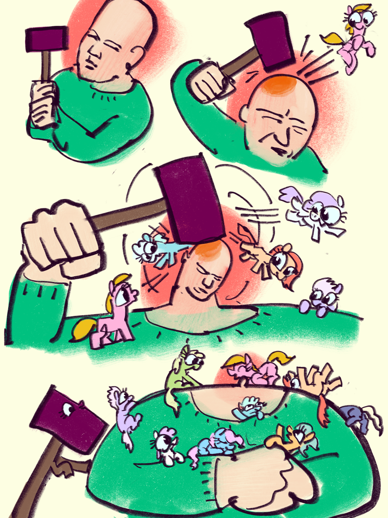 #3105274 - safe, artist:ja0822ck, oc, human, pony, hammer, ponified ...