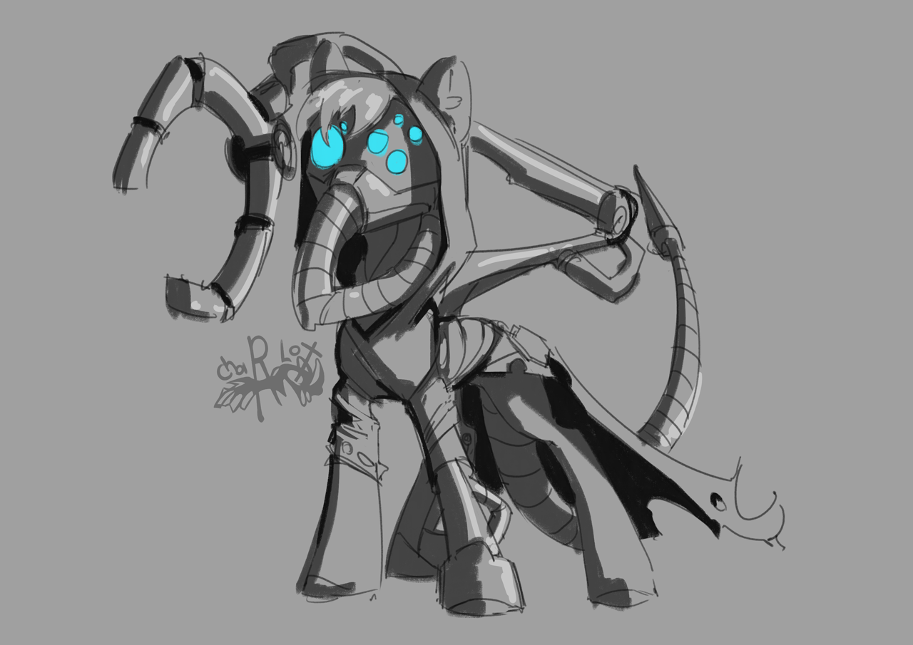 #3105664 - safe, artist:charlot, oc, oc only, oc:gear works, cyborg ...