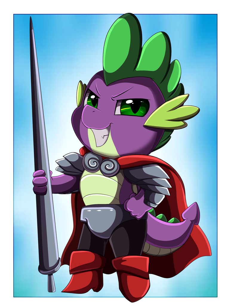 #3105970 - safe, artist:pridark, spike, dragon, g4, armor, boots, cape ...