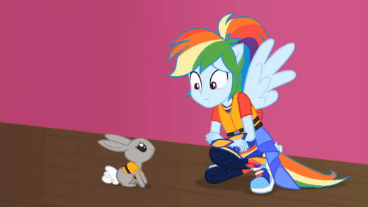 #3106364 - safe, screencap, rainbow dash, human, rabbit, equestria ...