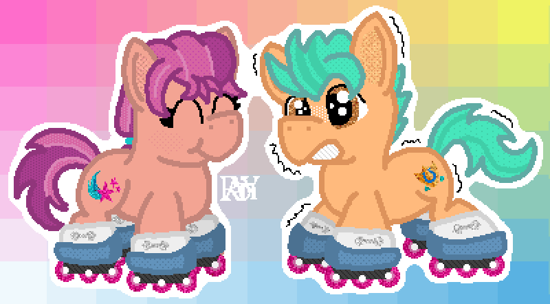 #3107816 - safe, artist:jazmina, hitch trailblazer, sunny starscout ...