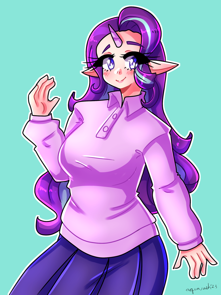 #3110129 - safe, artist:mylittleyuri, starlight glimmer, human, breasts ...