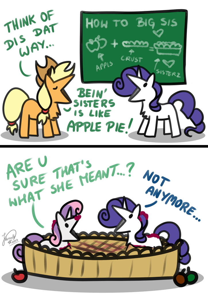 #3110340 - safe, artist:julunis14, applejack, rarity, sweetie belle ...