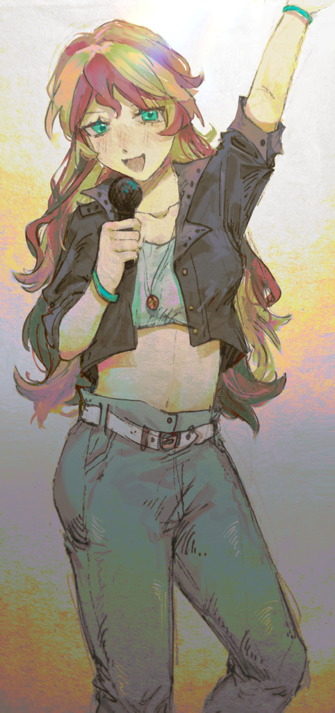 #3078559 - safe, artist:一个, sunset shimmer, human, blushing, humanized ...