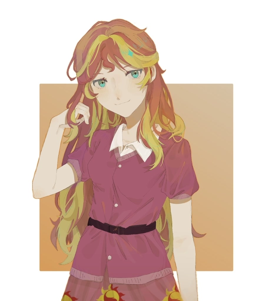 #3078568 - safe, artist:一个, sunset shimmer, human, g4, humanized ...