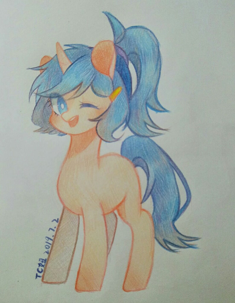 #3078930 - safe, artist:tcniu, oc, pony, unicorn, female, mare, one eye ...