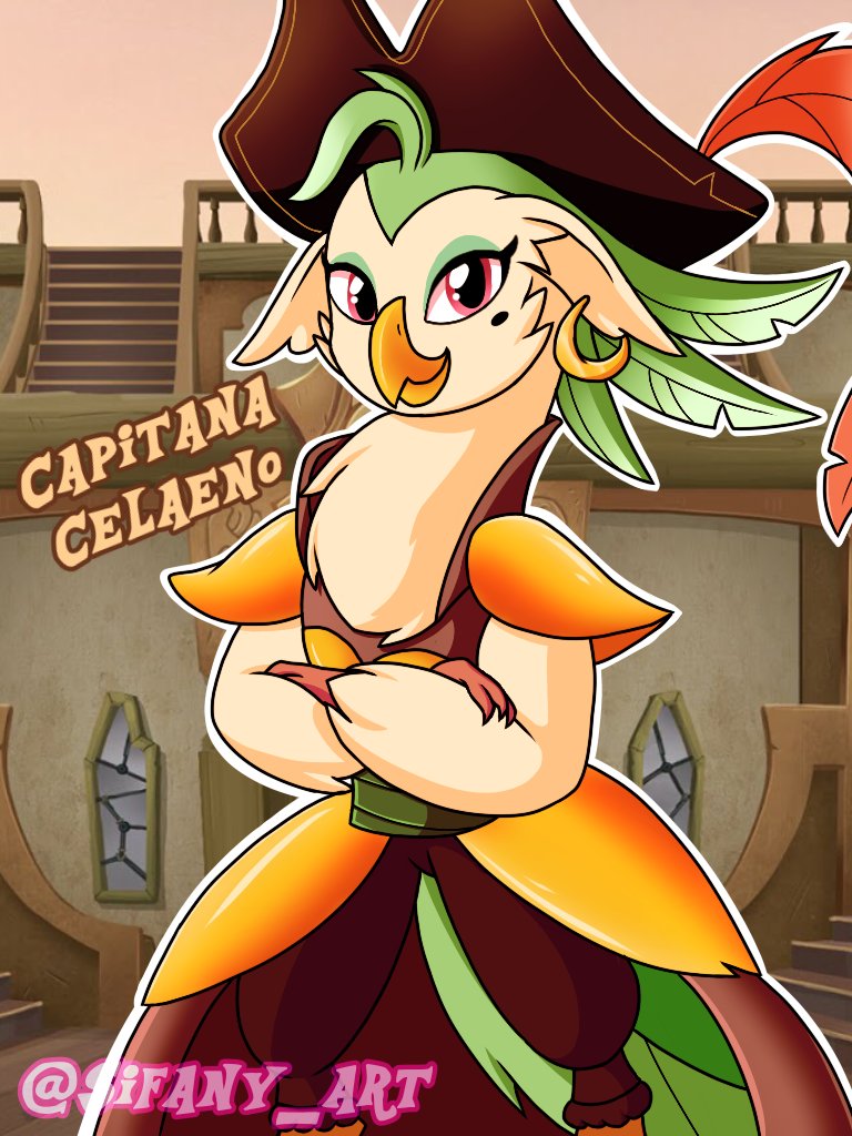 #3080770 - safe, artist:sifany_art, captain celaeno, bird, ornithian, anthro, g4, female, pirate ...