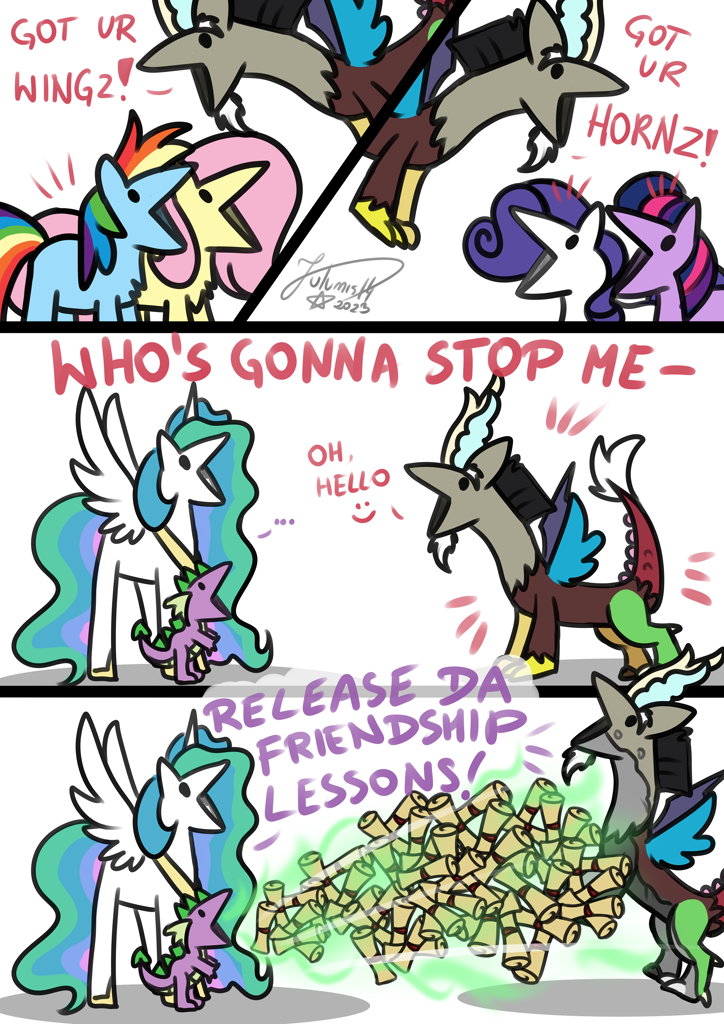 #3081470 - safe, artist:julunis14, discord, fluttershy, princess ...