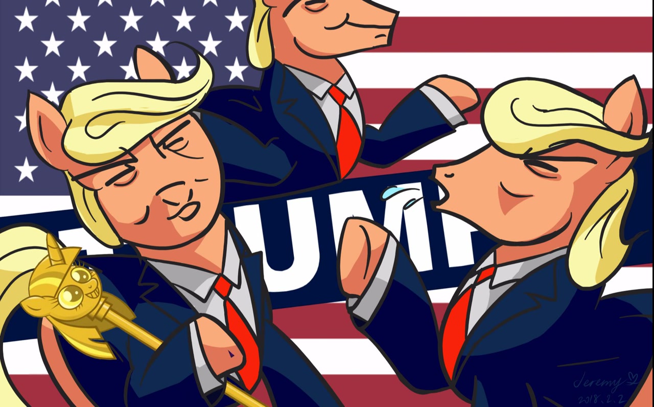 #3111646 - safe, artist:jeremywithlove, edit, oc, oc:donald trump ...