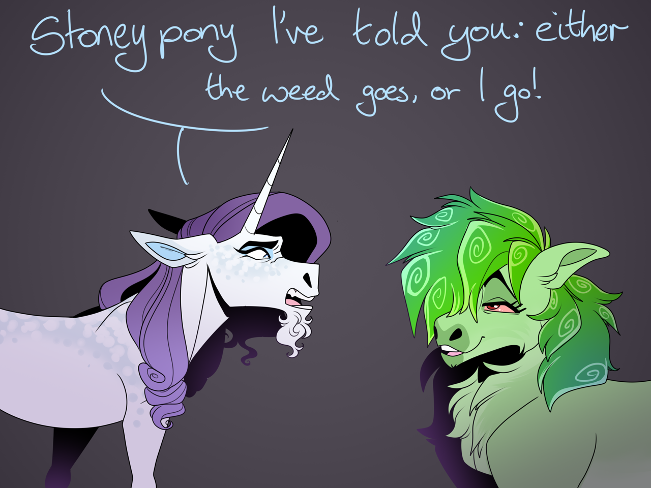 #3111810 - safe, artist:uunicornicc, rarity, oc, oc:stoney poney, earth pony, pony, g4, facial ...