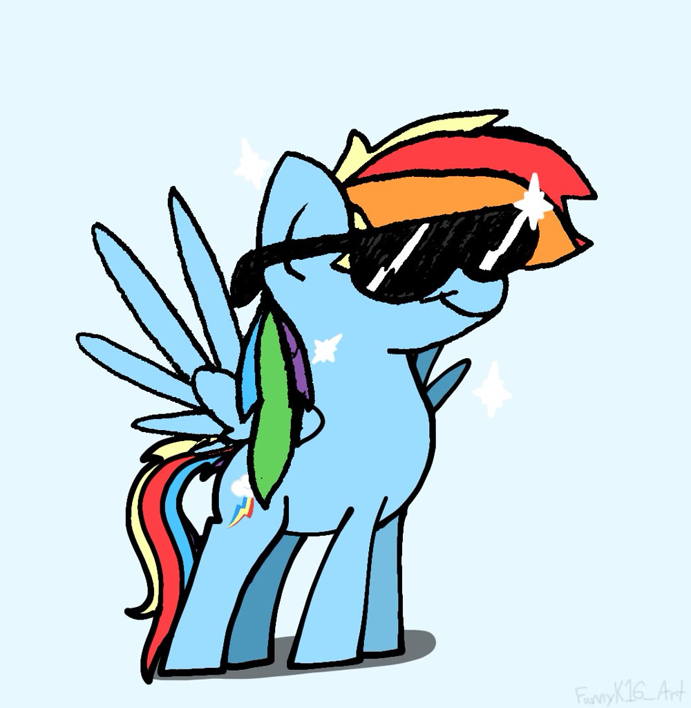 #3112847 - safe, artist:funnyk16, rainbow dash, pegasus, pony, g4, blue ...