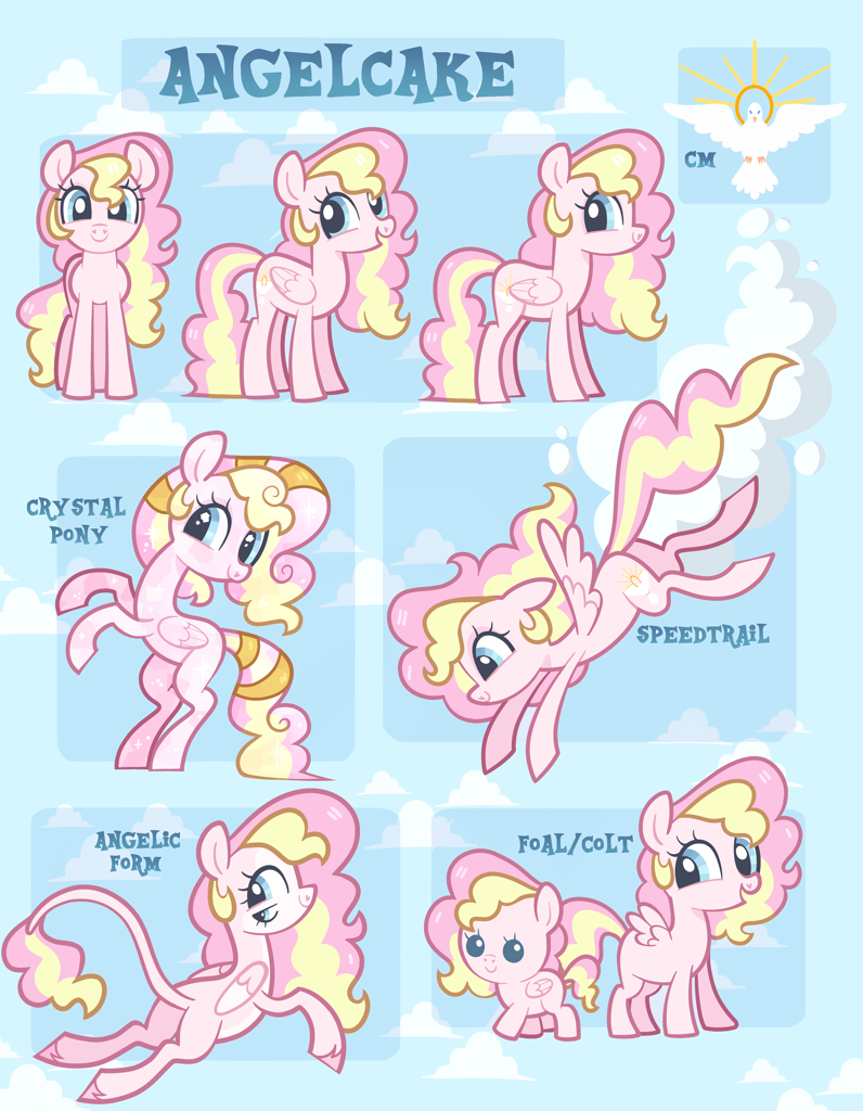 #3113382 - safe, artist:pilesofmiles, oc, oc only, oc:angelcake, crystal pegasus, crystal pony ...