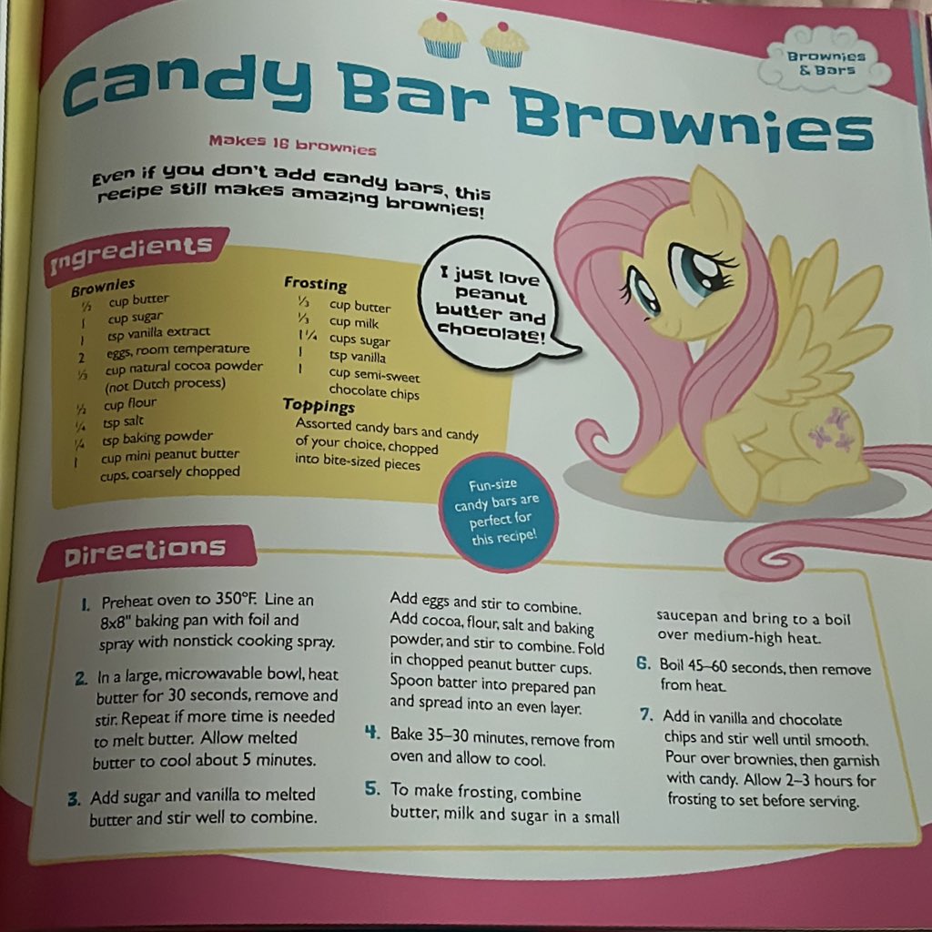 #3115526 - safe, fluttershy, pegasus, pony, g4, my little pony baking book, brownie, candy ...