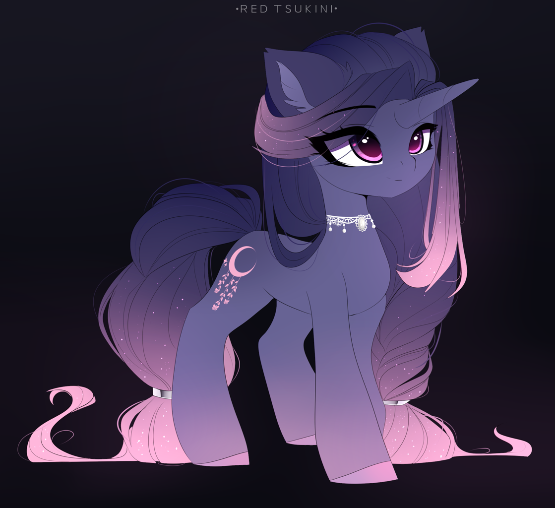#3115941 - safe, artist:red_tsukini, oc, oc only, pony, unicorn, black ...