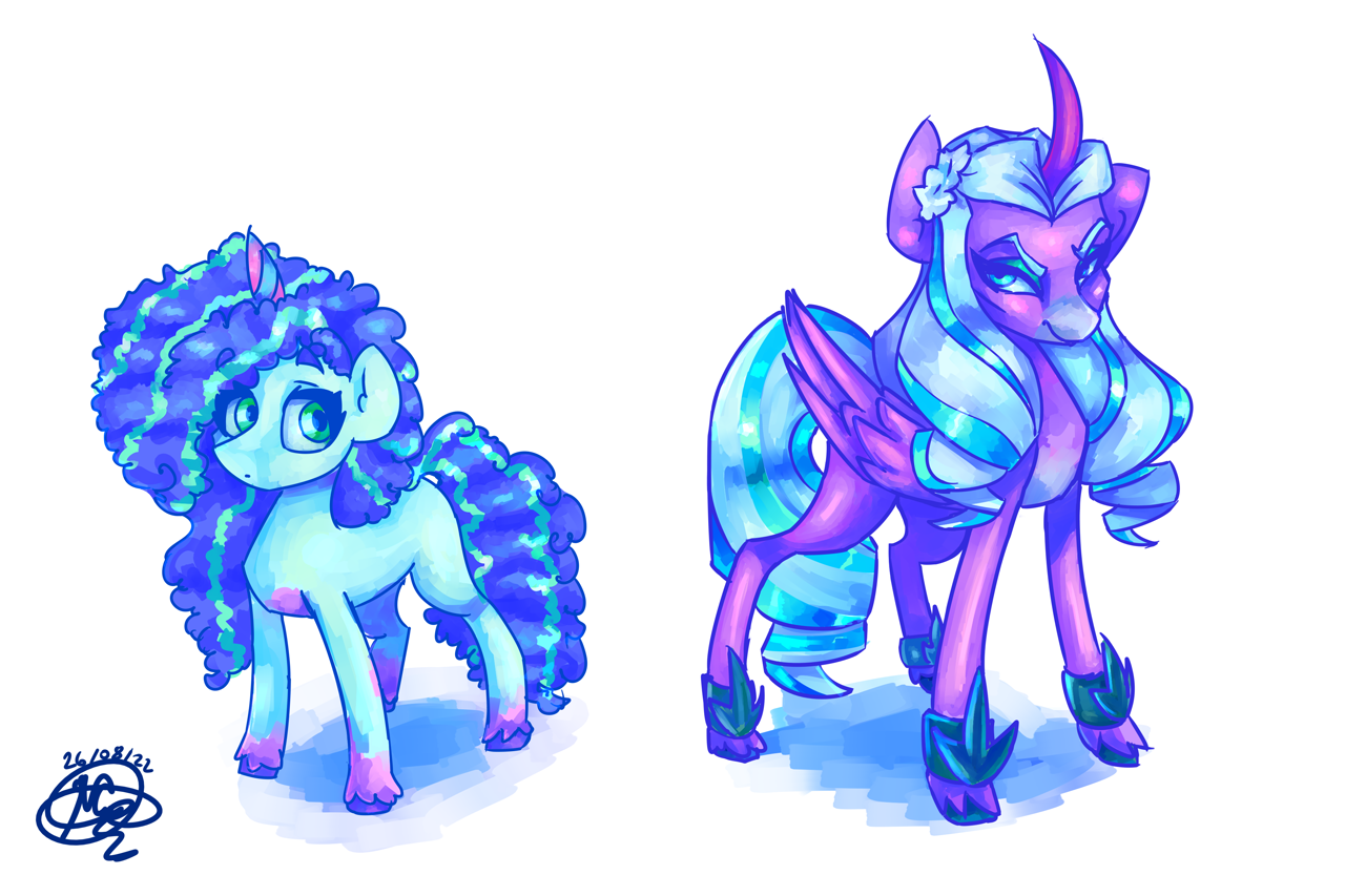 #3082153 - safe, artist:mannybcadavera, misty brightdawn, opaline arcana, alicorn, pony, unicorn ...