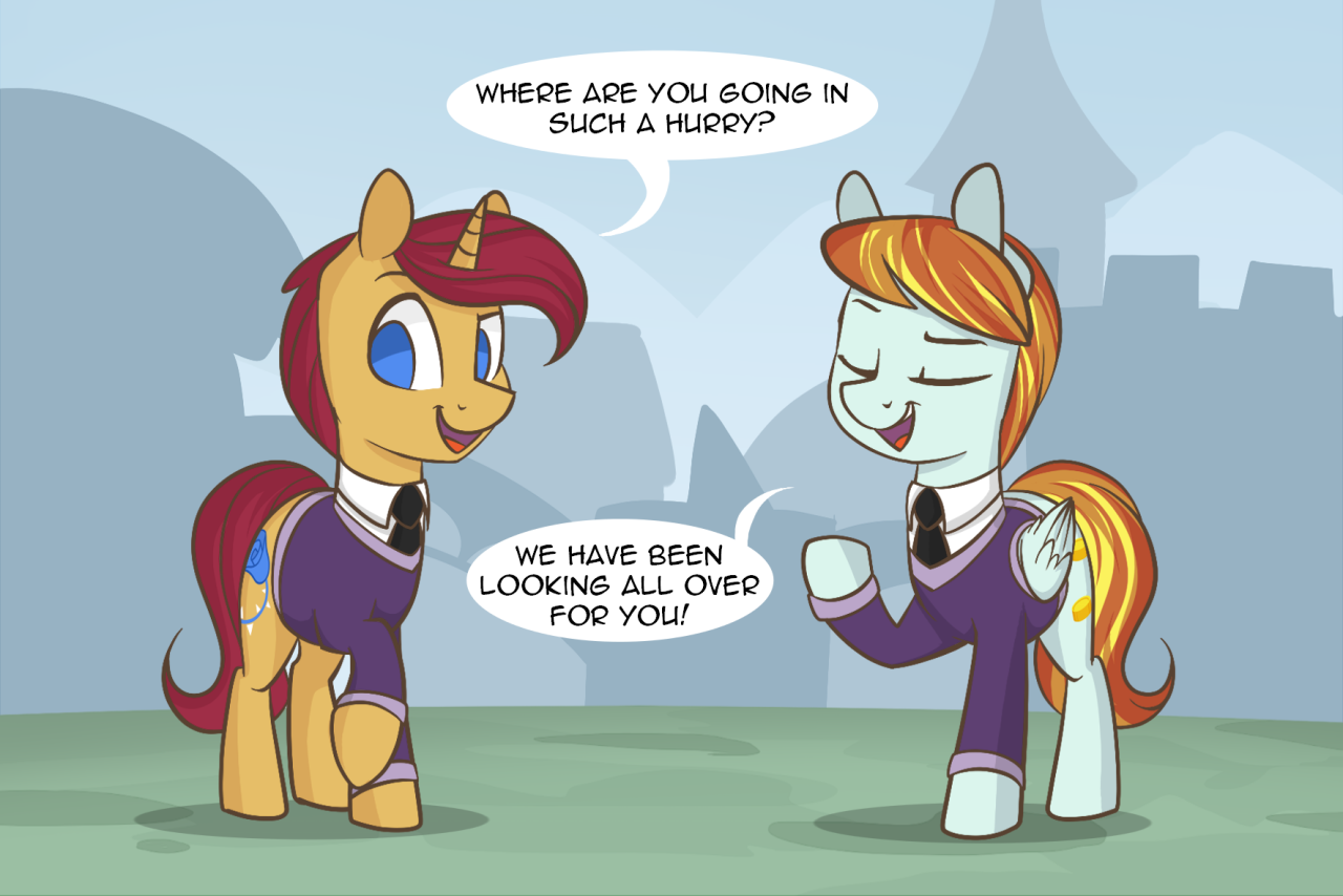 #3082281 - safe, artist:lolepopenon, oc, oc:ember, oc:swirl, pegasus, pony, unicorn, ask billie ...