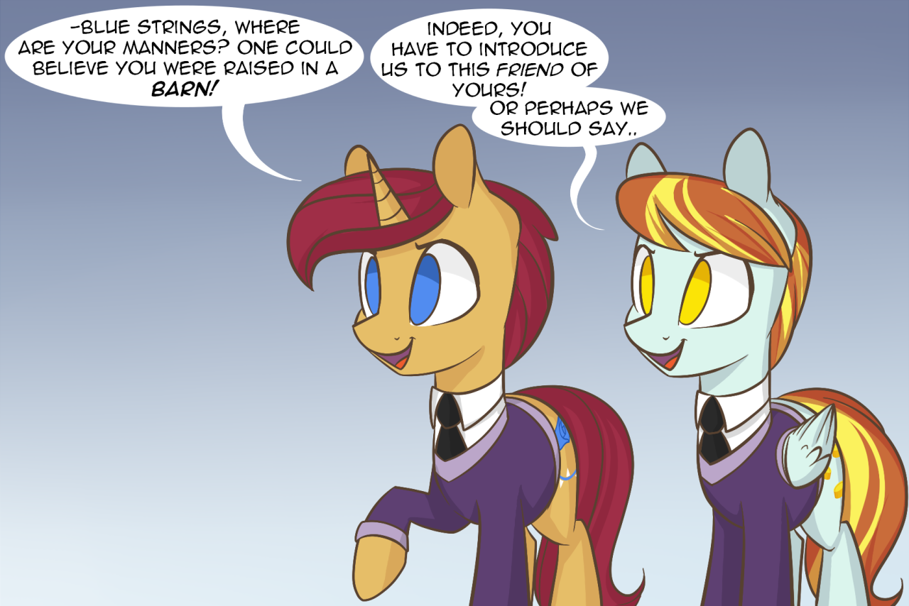 #3082285 - safe, artist:lolepopenon, oc, oc:ember, oc:swirl, pegasus, pony, unicorn, ask billie ...