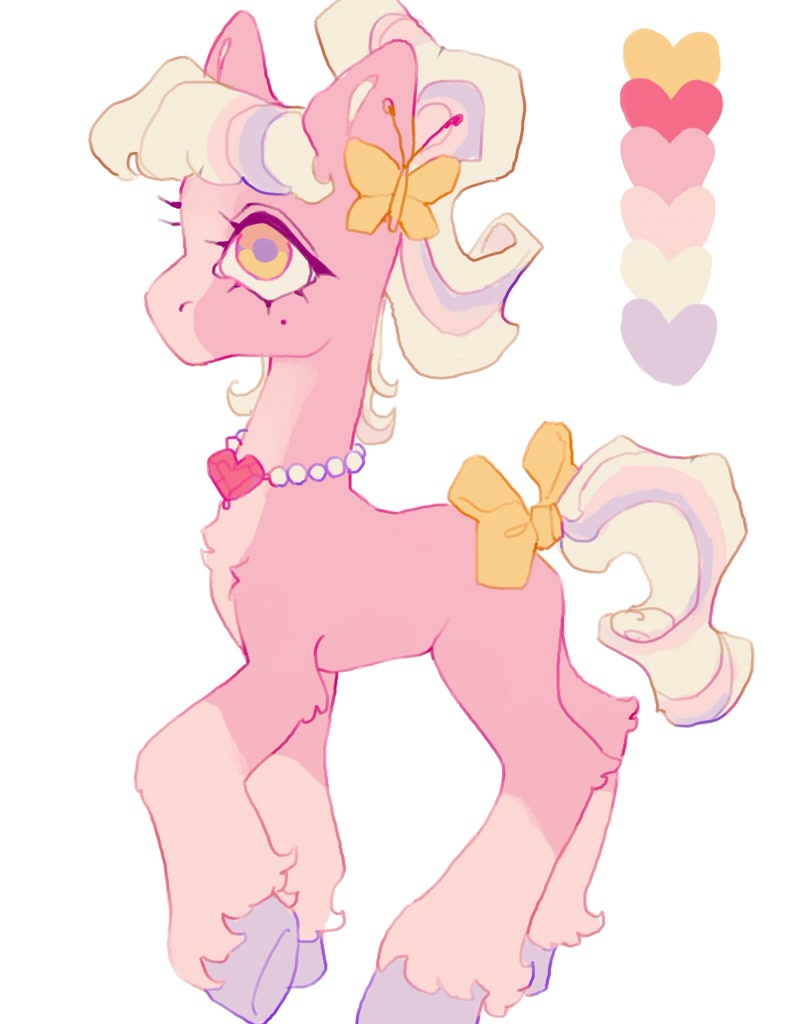 #3082947 - safe, artist:p0nyplanet, oc, oc only, earth pony, pony, adoptable, bow, reference ...