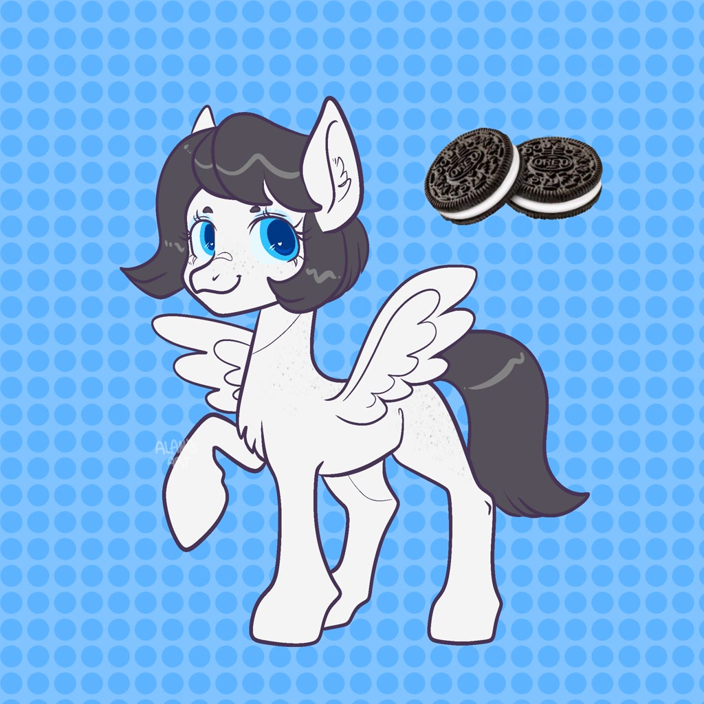 #3116814 - safe, artist:art_alanis, oc, oc only, oc:oreo creme, pegasus, pony, cookie, female ...