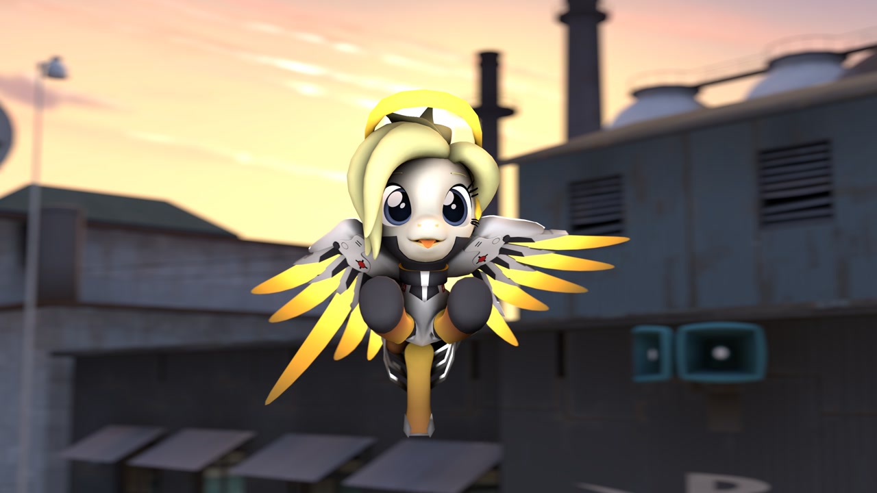 #3085914 - safe, artist:anythingpony, pony, 3d, flying, high res, mercy ...