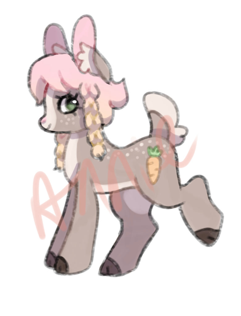 #3086707 - safe, artist:peachfairylights, oc, hybrid, pony, rabbit ...