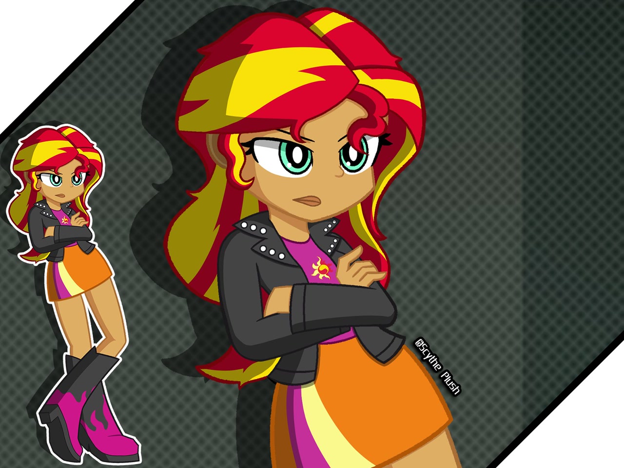 #3087465 - safe, alternate version, artist:scytheplush, sunset shimmer, human, equestria girls ...