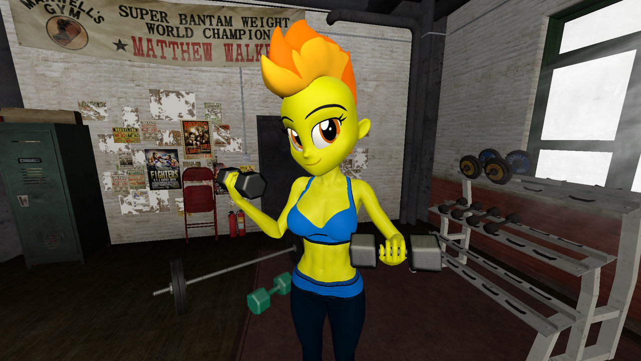 #3088251 - safe, artist:oatmeal!, spitfire, human, equestria girls, g4, 3d, athletic, clothes ...