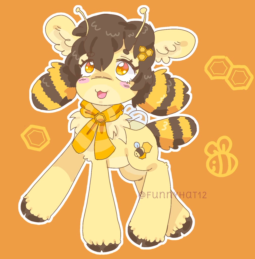 #3089516 - safe, artist:funnyhat12, oc, oc only, bee pony, original ...