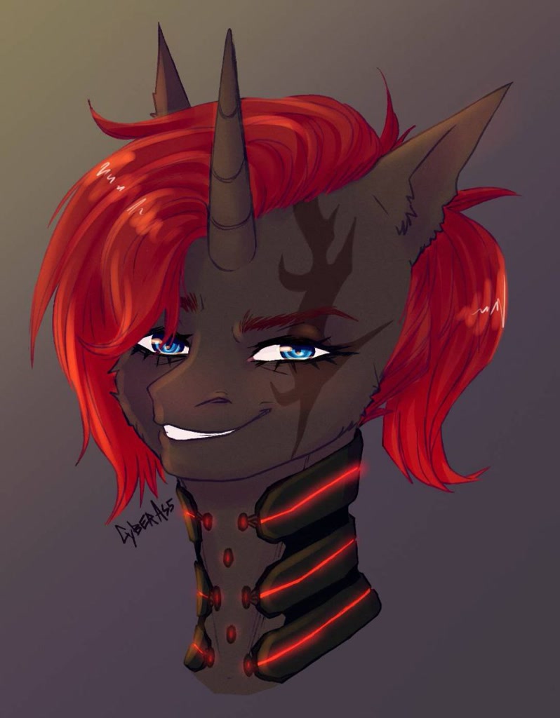 #3089997 - safe, artist:cyberass, oc, oc:black rosalin, cyborg, pony ...