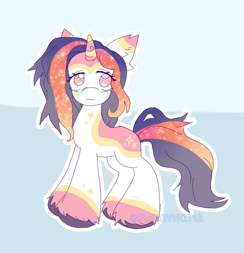 #3090184 - safe, artist:funnyhat12, oc, oc only, pony, unicorn, adoptable, gradient background ...