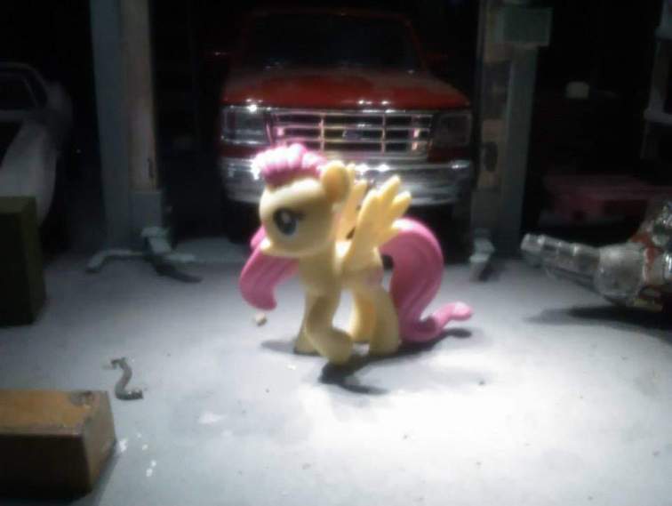 #3090727 - safe, fluttershy, pony, g4, car, car lift, diorama, engine ...
