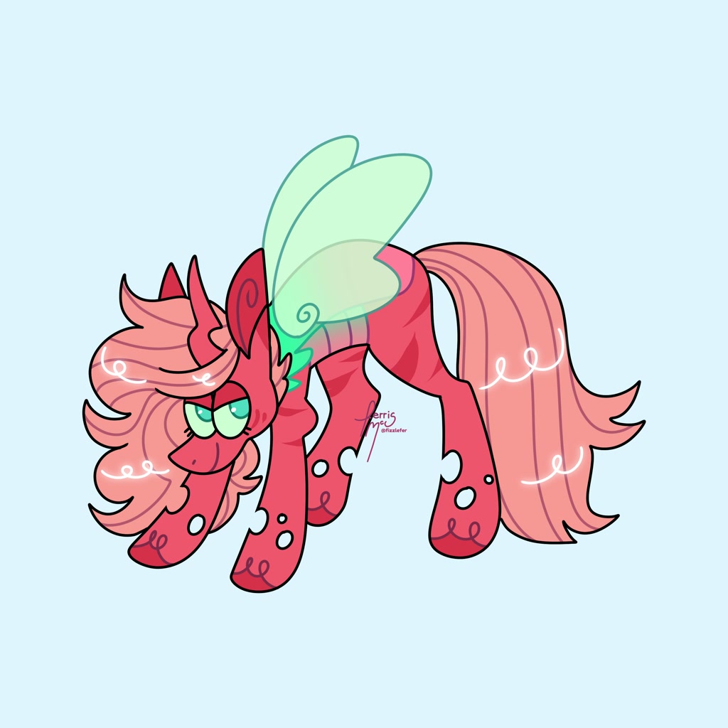 #3090988 - safe, artist:fizzlefer, oc, oc only, changeling, pony, simple background, solo ...