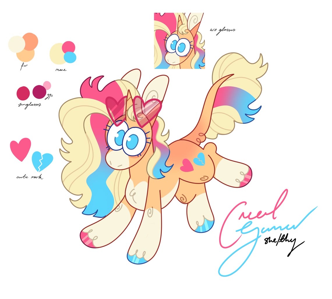 #3091138 - safe, artist:fizzlefer, oc, oc only, oc:cruel summer, pony, unicorn, reference sheet ...