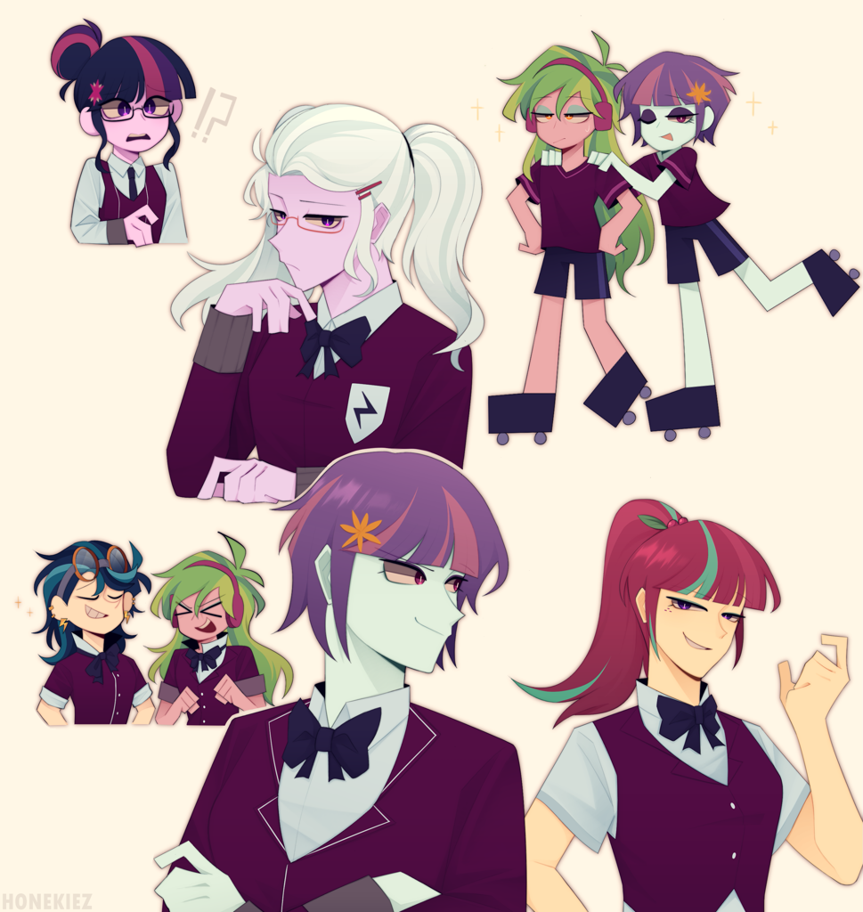 #3091493 - safe, artist:honekiez, indigo zap, lemon zest, sci-twi, sour ...