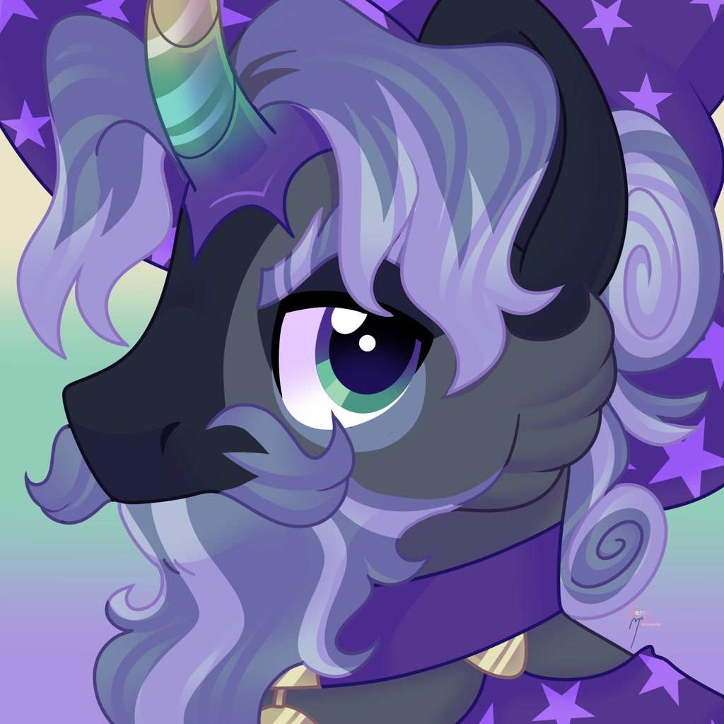 #3093169 - safe, artist:fizzlefer, oc, oc only, pony, unicorn, bust, gradient background, solo ...