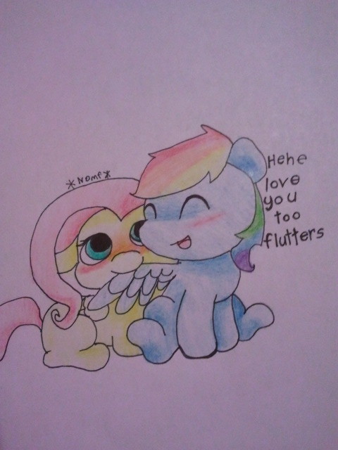 #3093772 - safe, artist:fluttersdoodles, fluttershy, rainbow dash ...