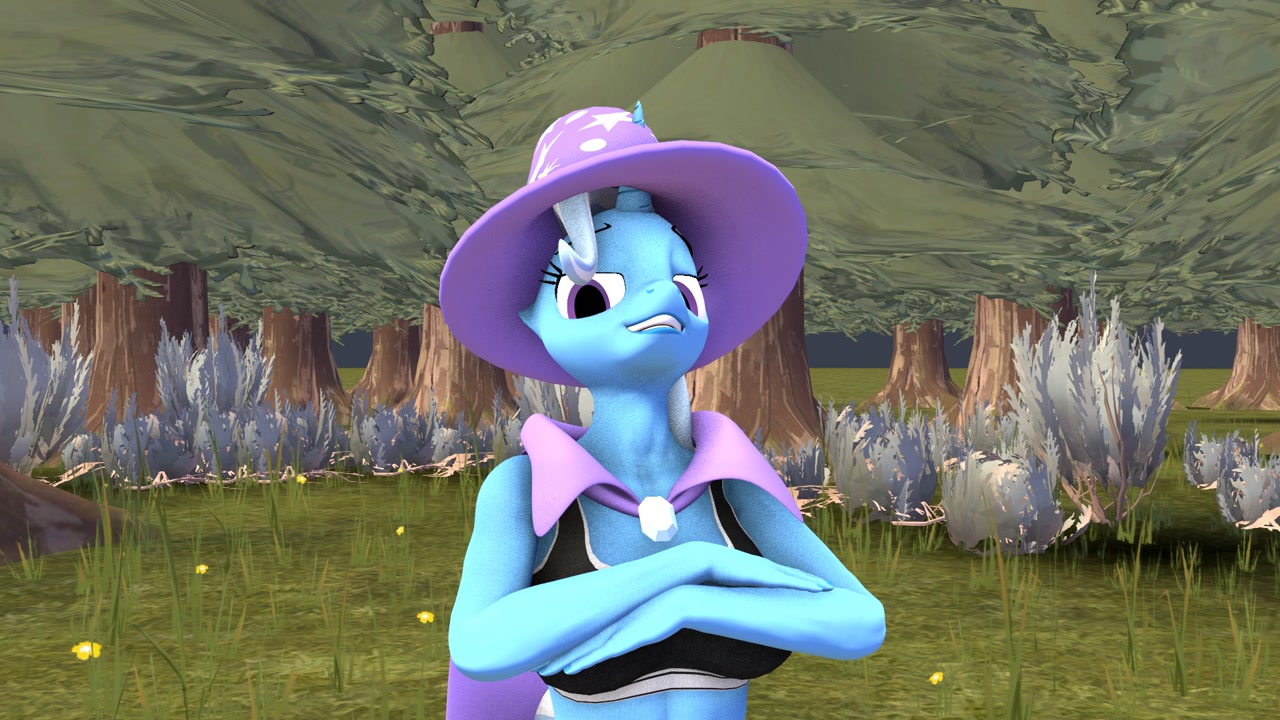 #3094390 - safe, artist:rainofbladess, trixie, anthro, g4, 3d, bedroom ...