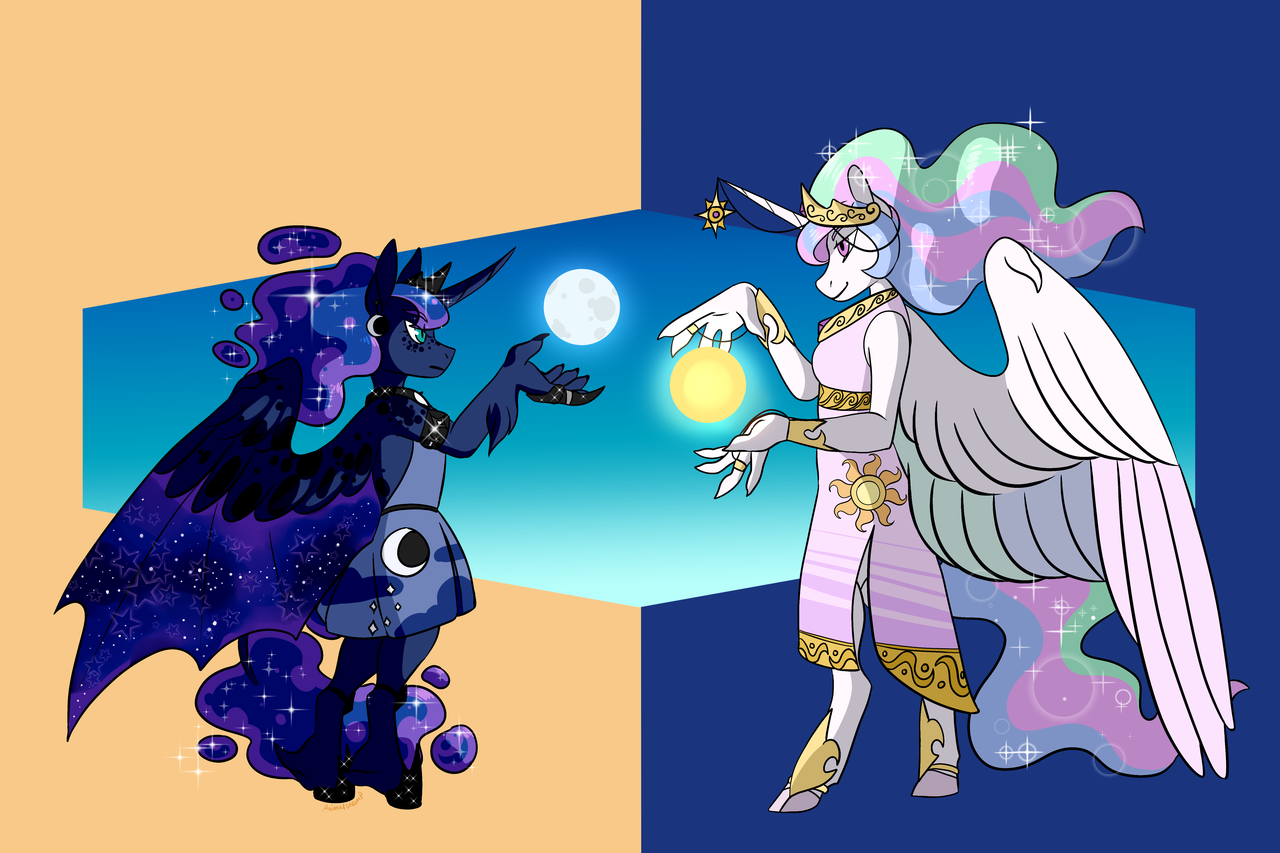 #3095851 - safe, artist:animalstamp, princess celestia, princess luna ...