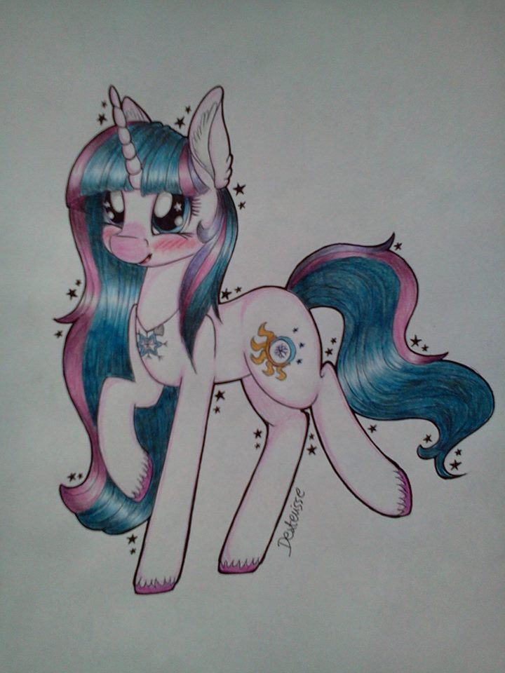 #3095894 - safe, artist:dexterisse, oc, oc only, oc:winter eclipse, pony, unicorn, female, horn ...