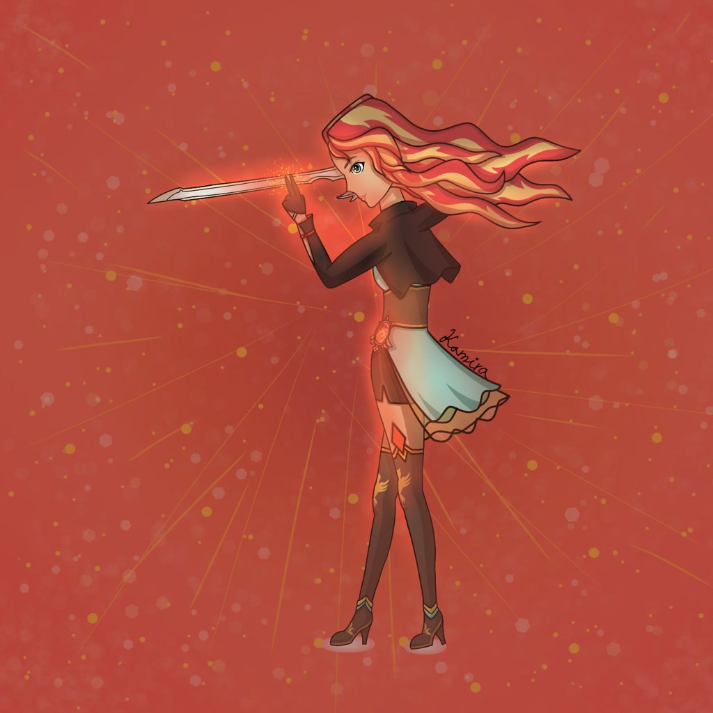 #3097135 - safe, artist:kamiralyrienne, sunset shimmer, human, g4 ...