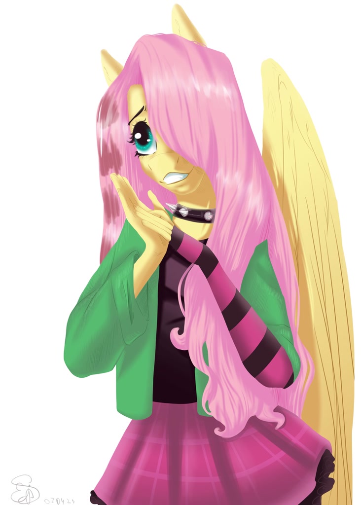 #3101429 - safe, artist:ersi, fluttershy, anthro, dtiys emoflat, g4 ...