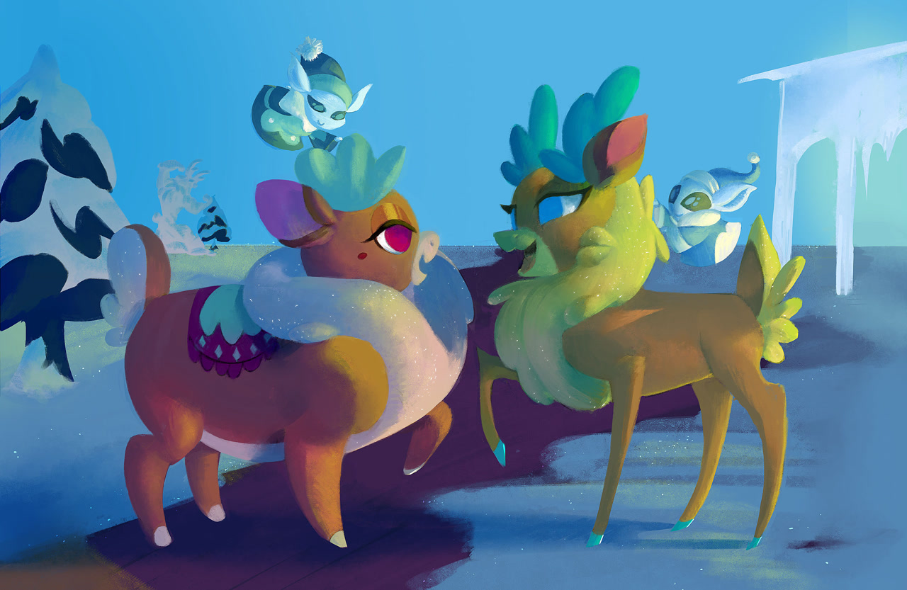 #3103949 - safe, artist:beherelongtime, pomfy, velvet (tfh), deer ...