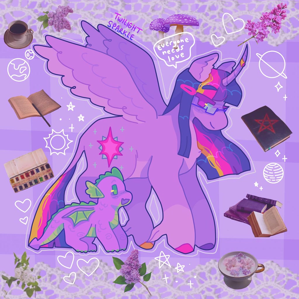 #3122705 - safe, artist:ariariari.png, spike, twilight sparkle, alicorn ...