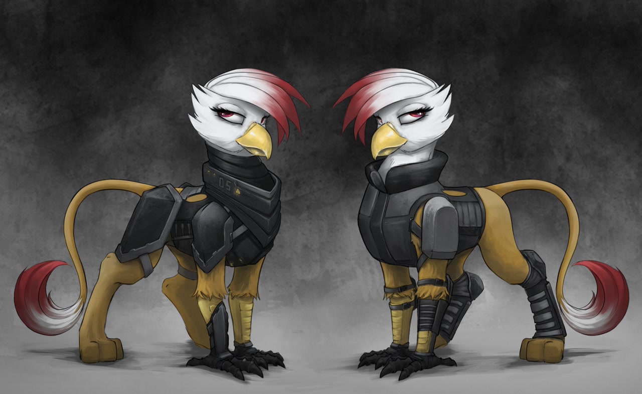#3122767 - safe, artist:blvckmagic, oc, oc only, griffon, armor, female ...